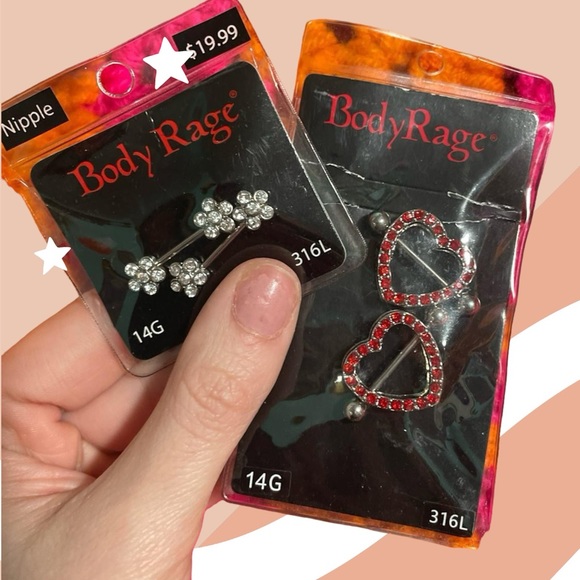 Spencer's | Jewelry | Body Rage Nipple Barbell Ring Duo Rhinestone ...